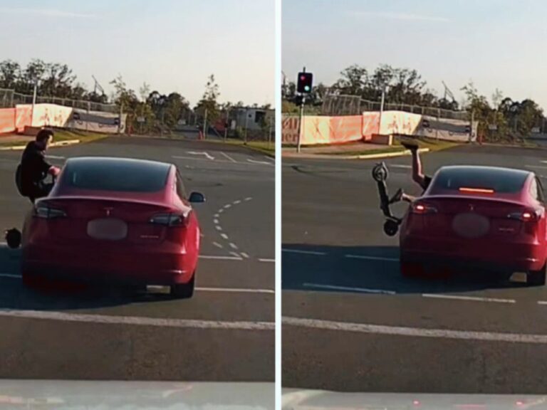 Tesla Crashes Directly Into Scooter In Front of It | flyingpenguin