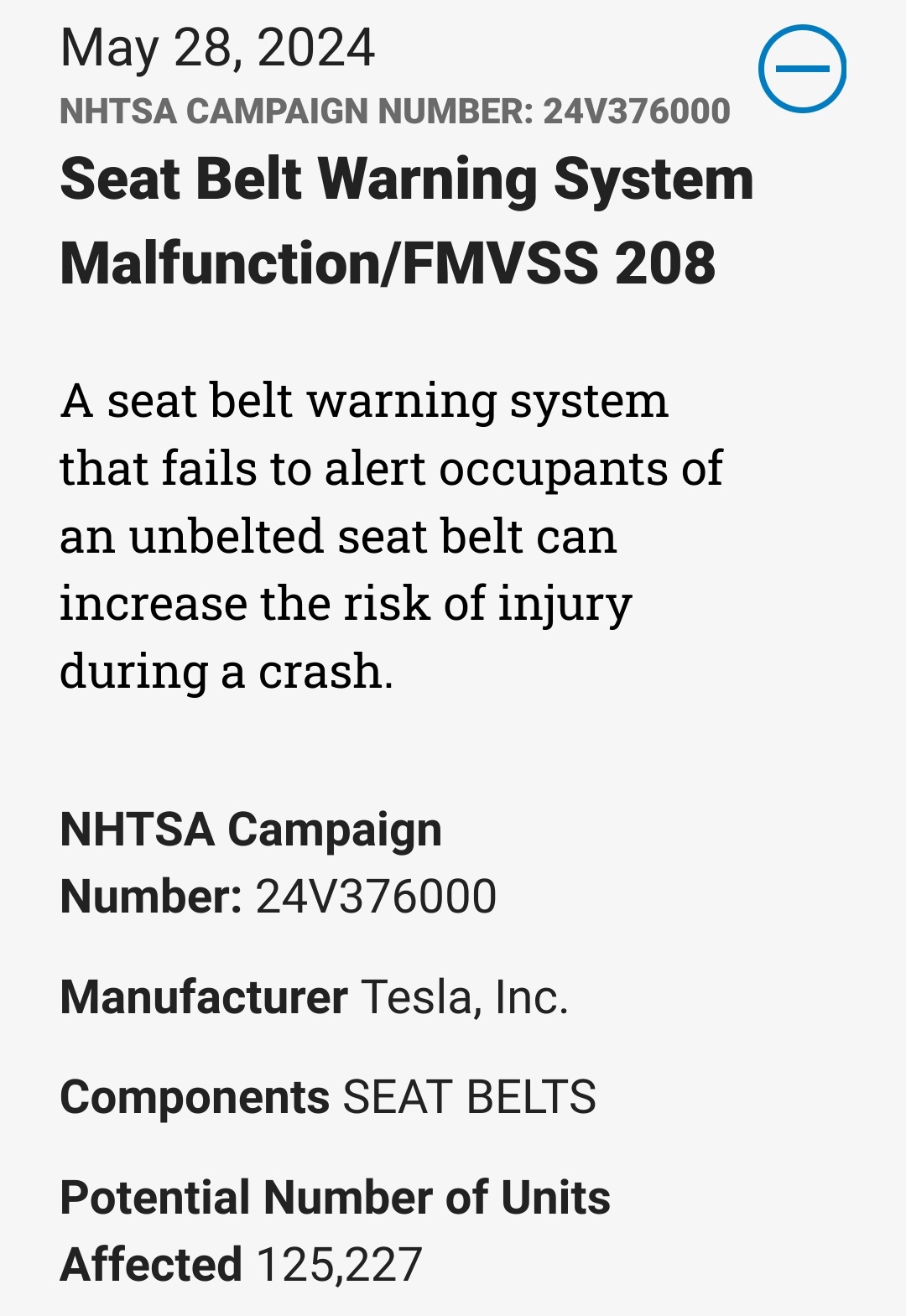 NHTSA Forces Another Tesla Recall: Unsafe Driver Seatbelt Sensor ...
