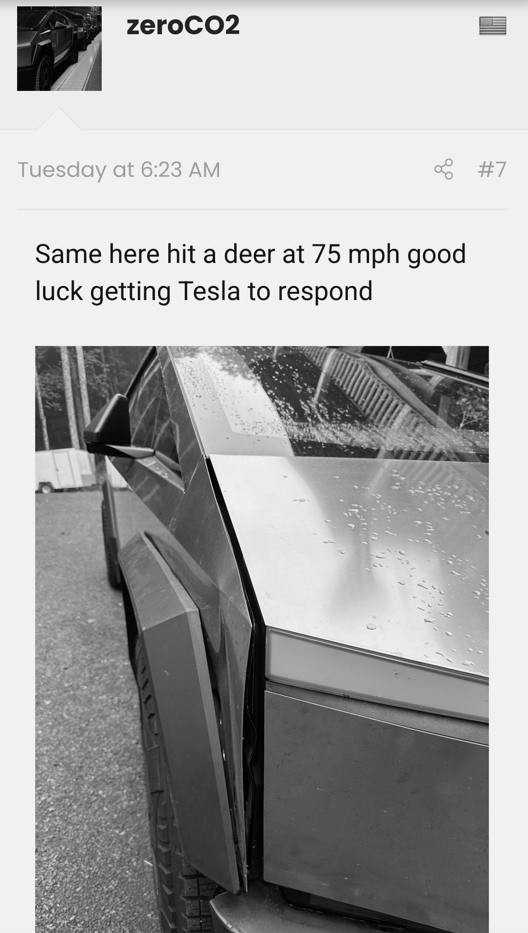 NY Tesla Cybertruck Kills Deer and Can’t Get Repaired | flyingpenguin