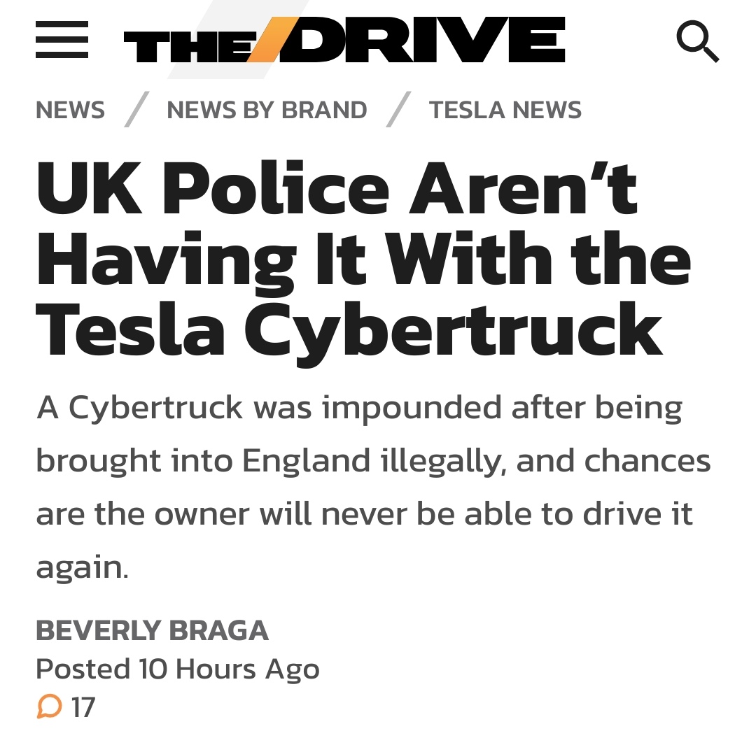 UK Police Aren’t Having It With the Tesla Cybertruck | flyingpenguin