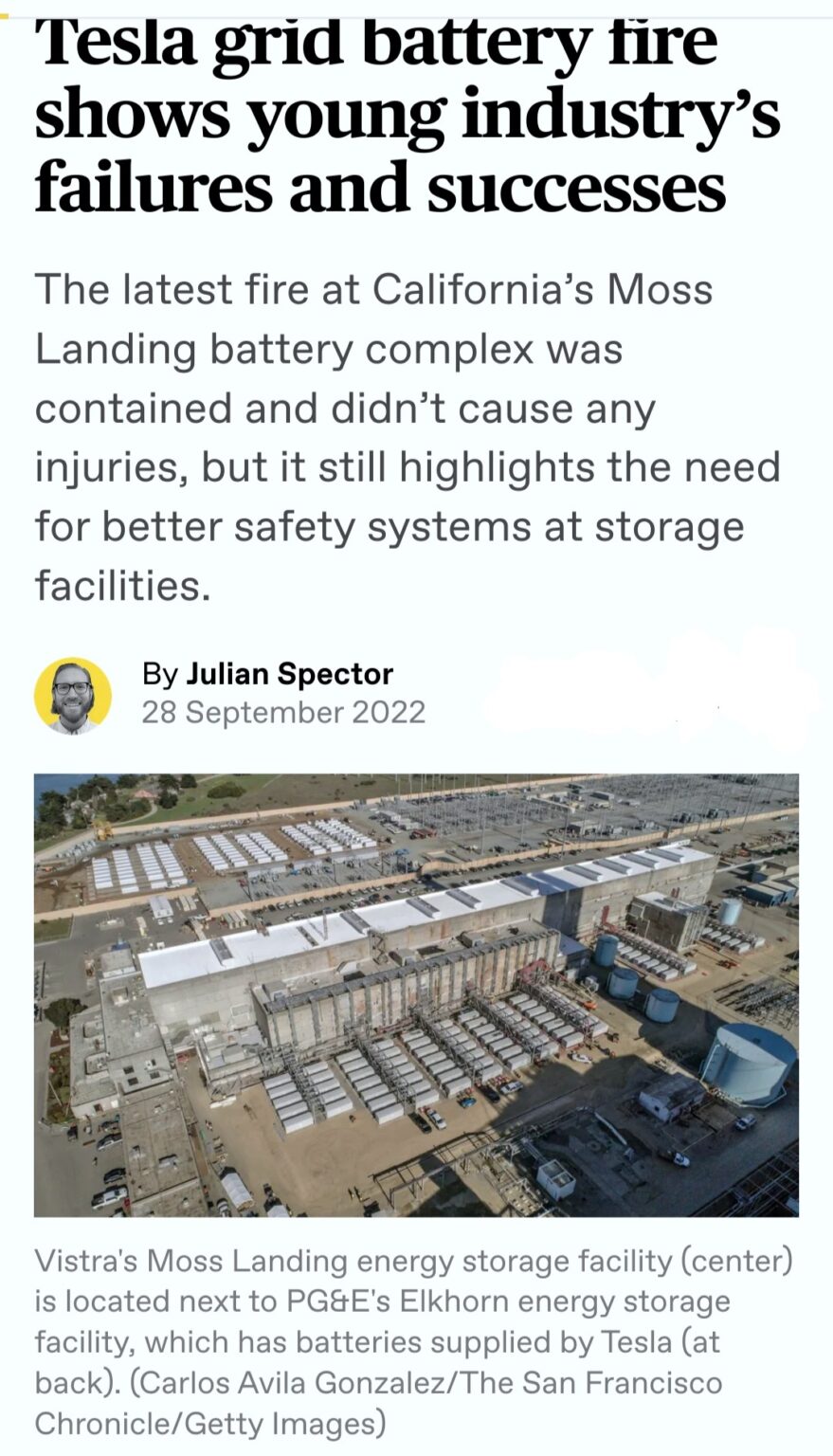 Giant Battery Storage Explosion Causes California Fires, Again ...