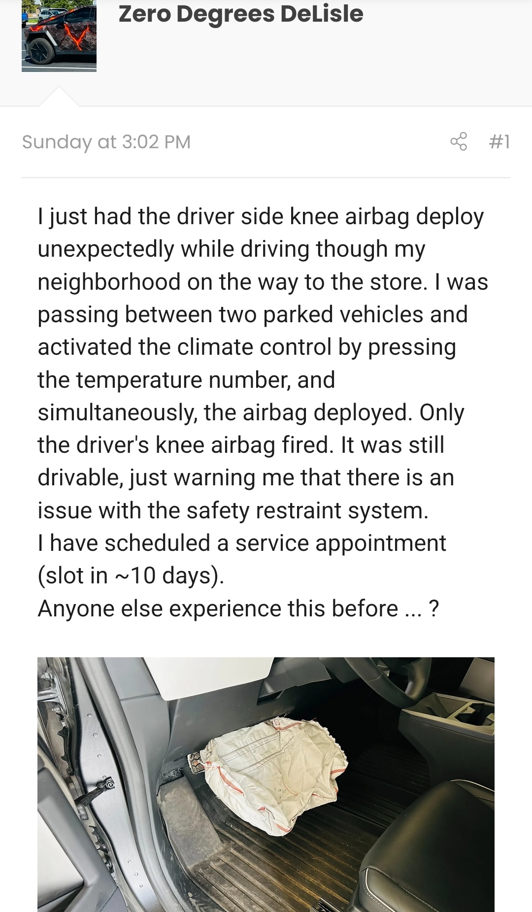 Cybertruck Deploys Airbag When Climate Control is Touched | flyingpenguin